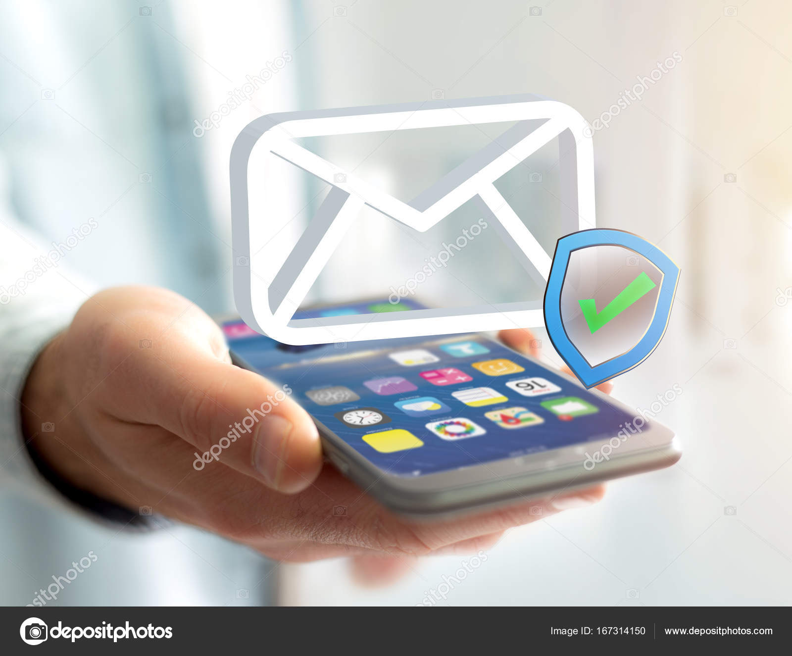 Approved and verified Email symbol displayed on a futuristic int ...