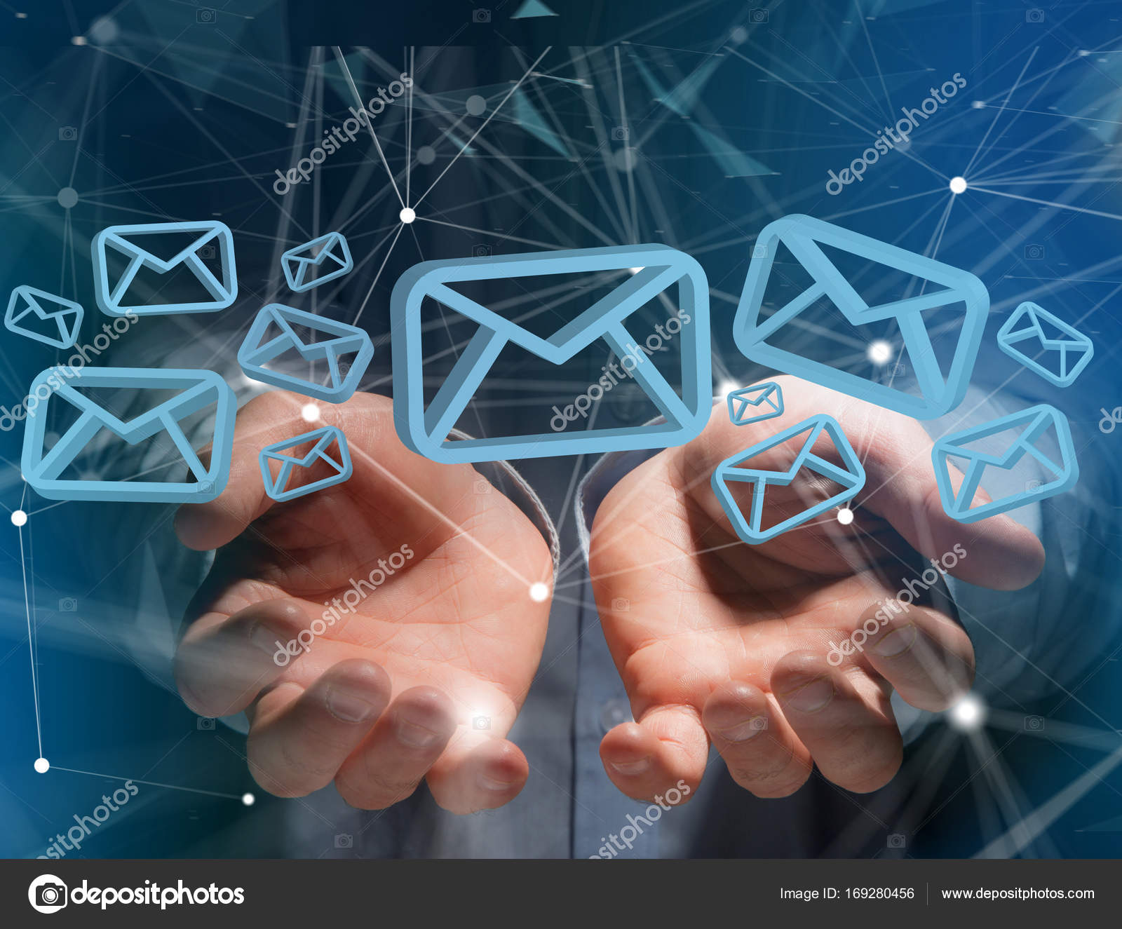 Blue Email symbol displayed on a futuristic interface — Stock Photo ...