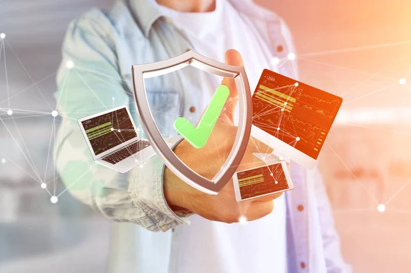 man with security shield icon - Stock Image - Everypixel