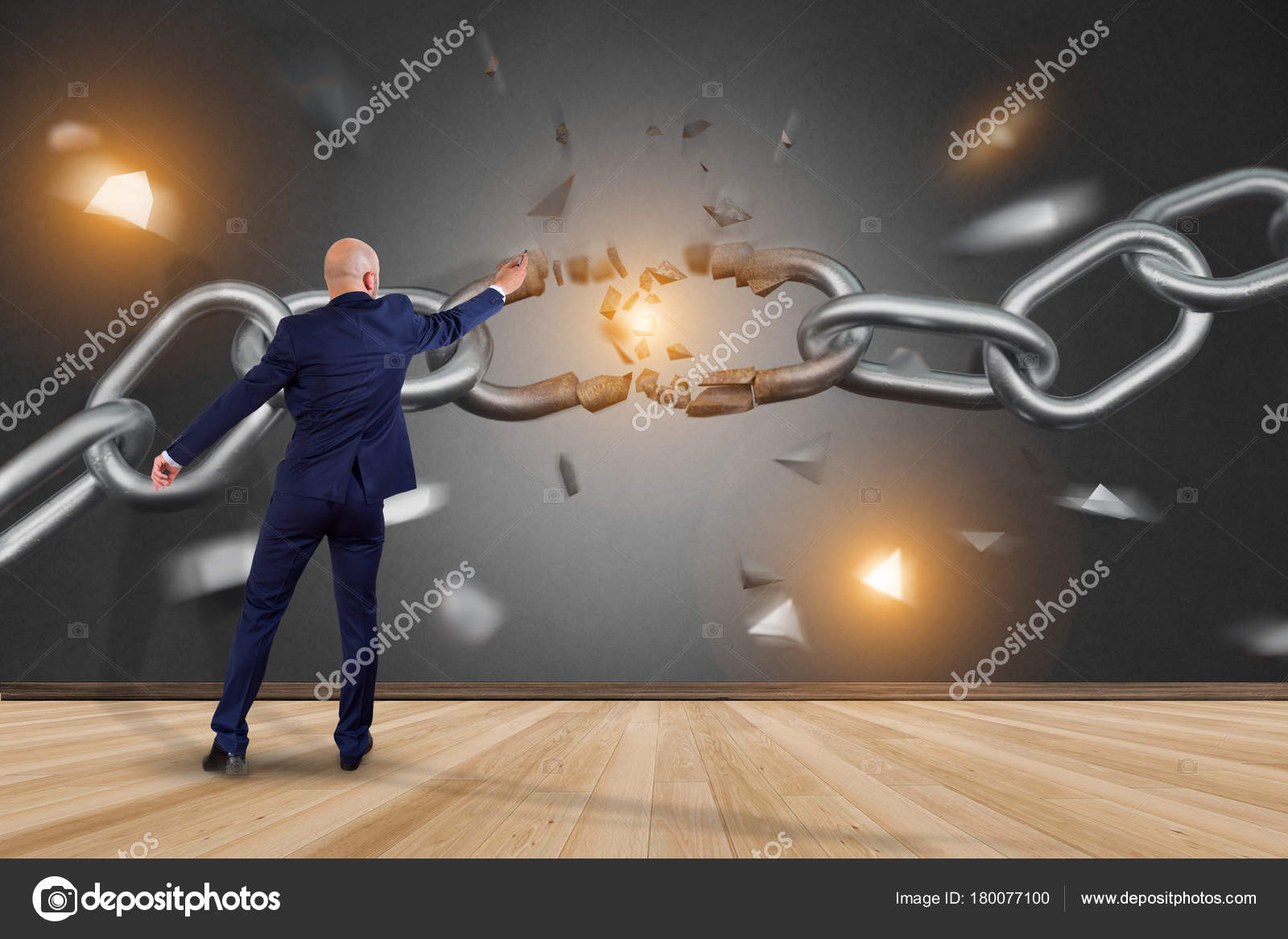 Businessman with Weak link of a Broken chain — Stock Photo © perig76 ...
