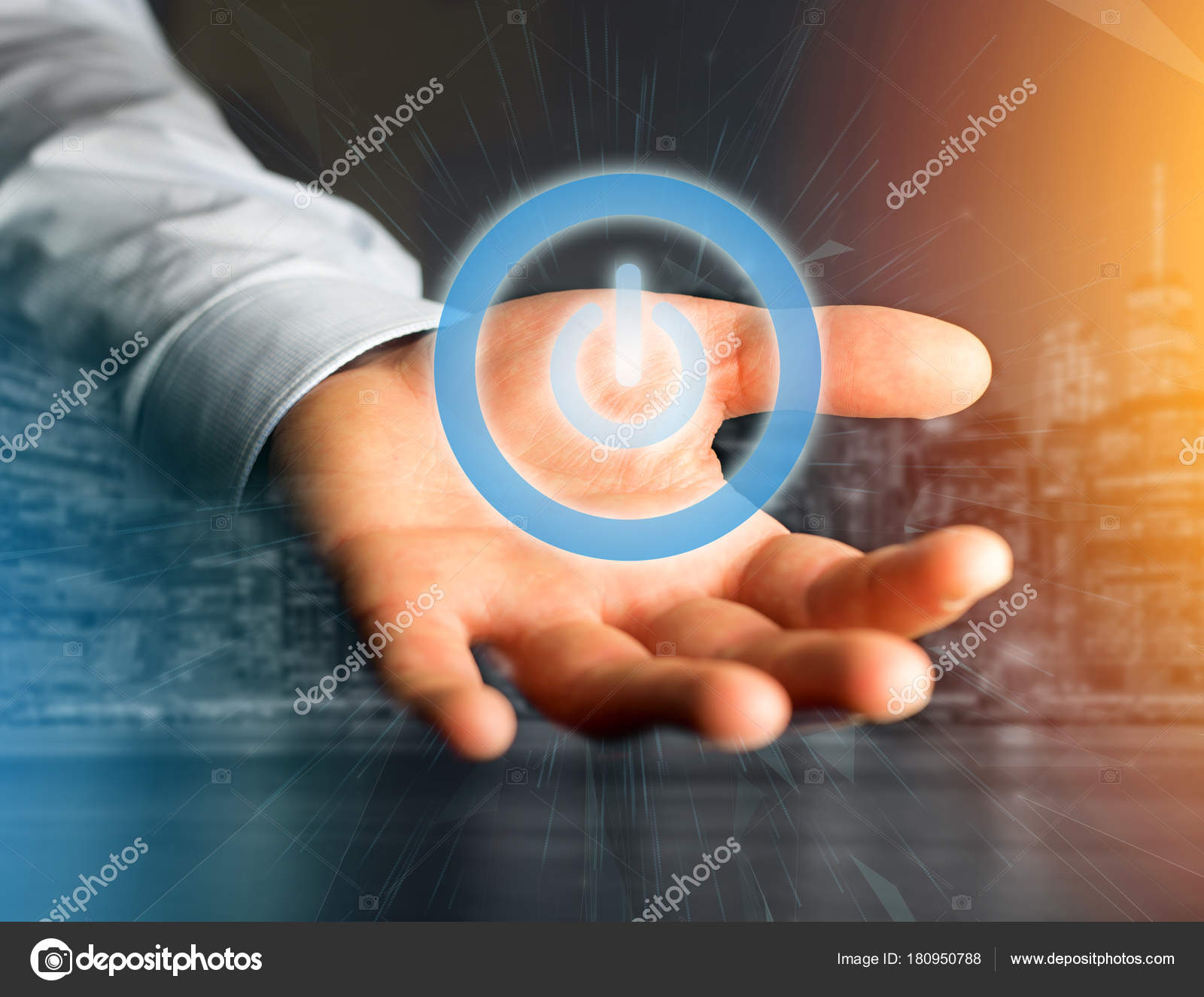 Power Button Symbol Displayed Futuristic Interface Technology Energy ...