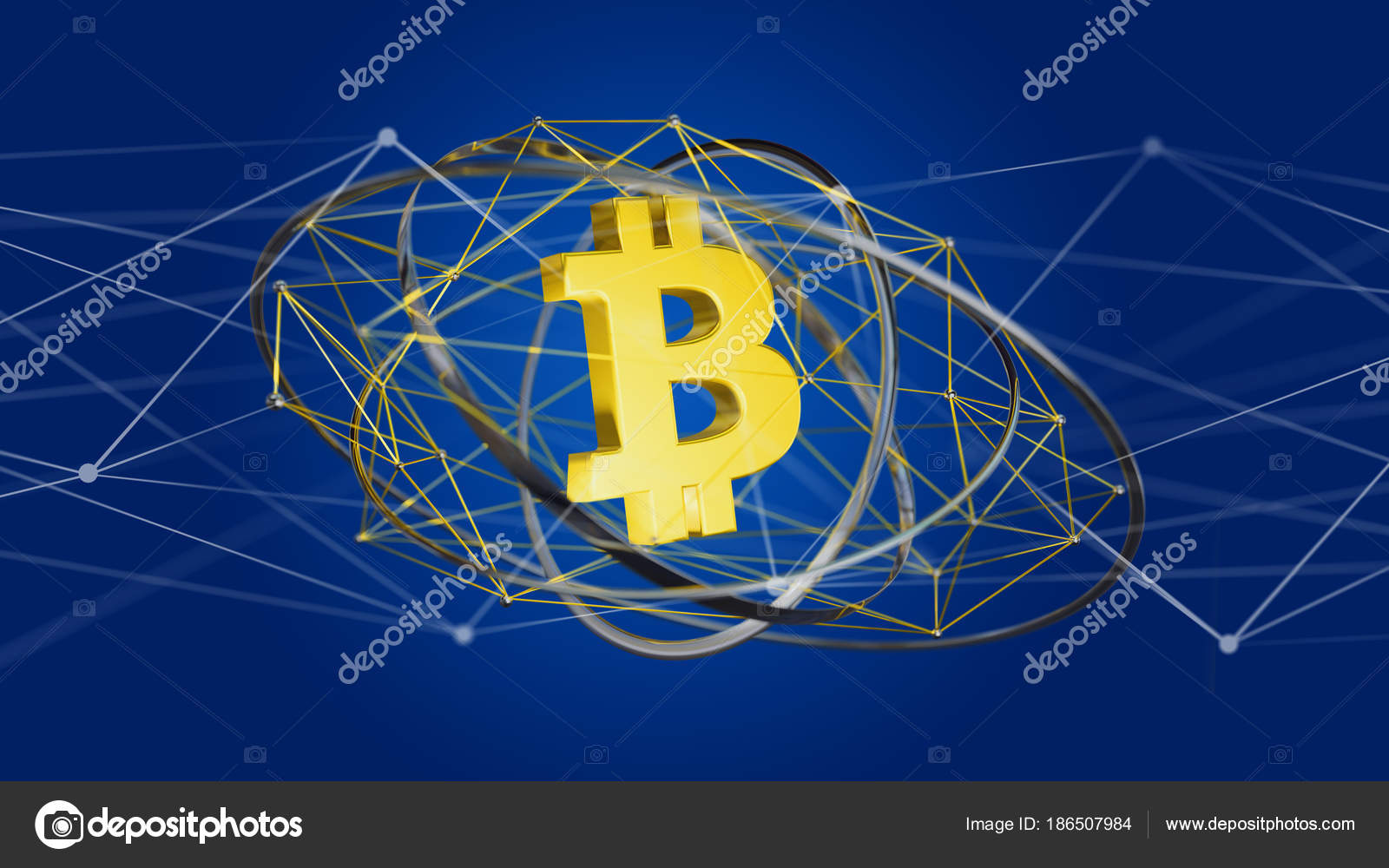 Bitcoin Cryptocurrency Sign Flying Network Connection — Stock Editorial ...