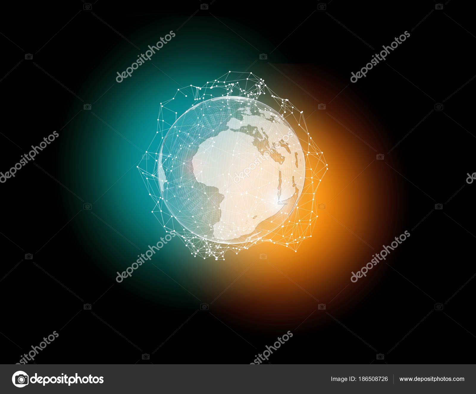 Connected Earth Globe Concept Icon Futuristic Interface Stock Photo by ...