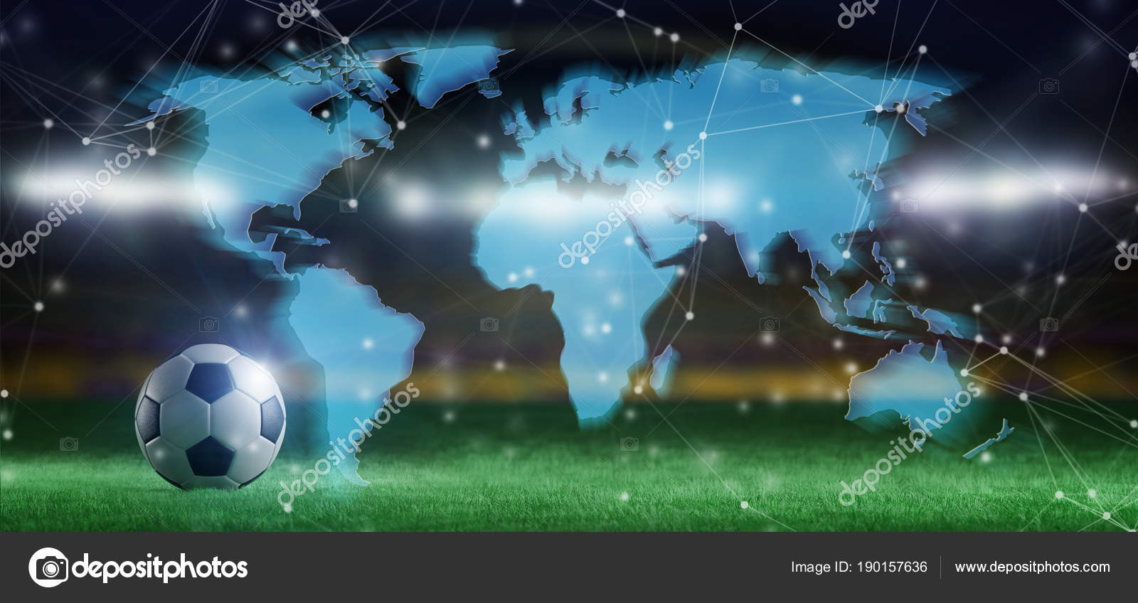 View World Map Football Stadium World Cup Competition — Stock Photo ...