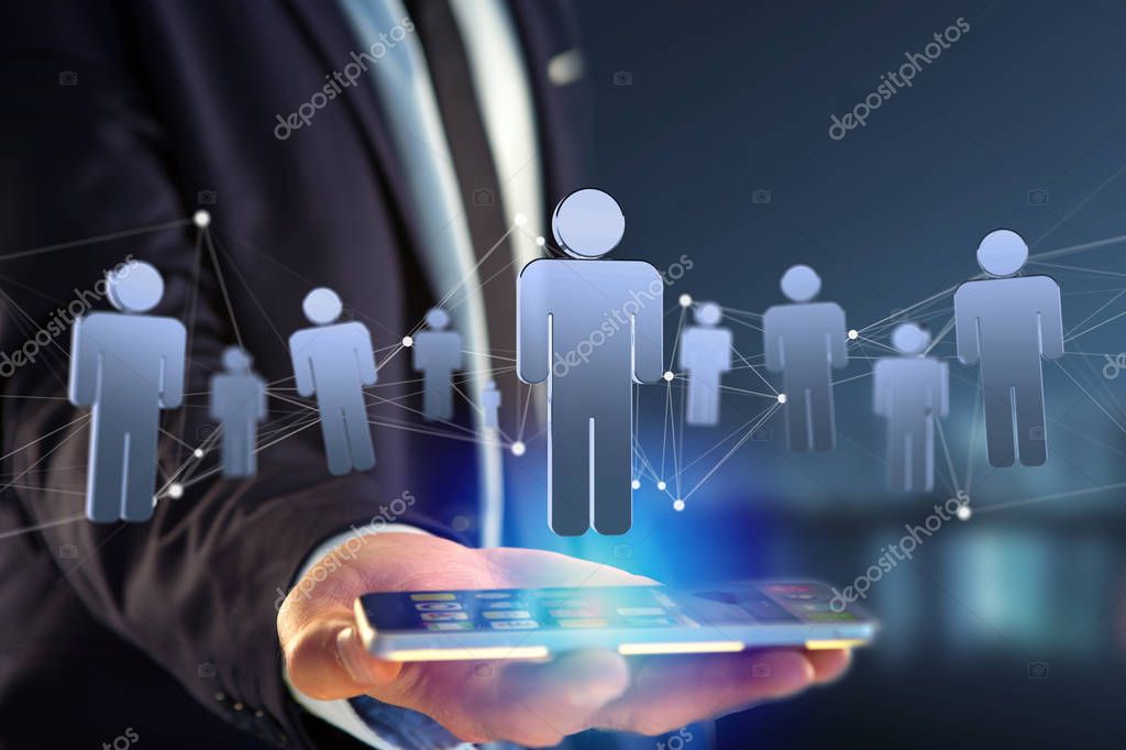 Conexión de red con personas vinculadas entre sí en un fondo oscuro 2024