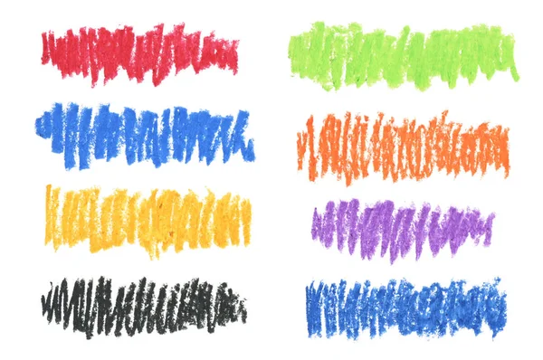 Oil Pastel Rainbow Stroke Texture White Background Isolated Stock Photo ...