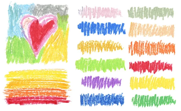 Oil Pastel Rainbow Stroke Texture White Background Isolated Stock Photo ...