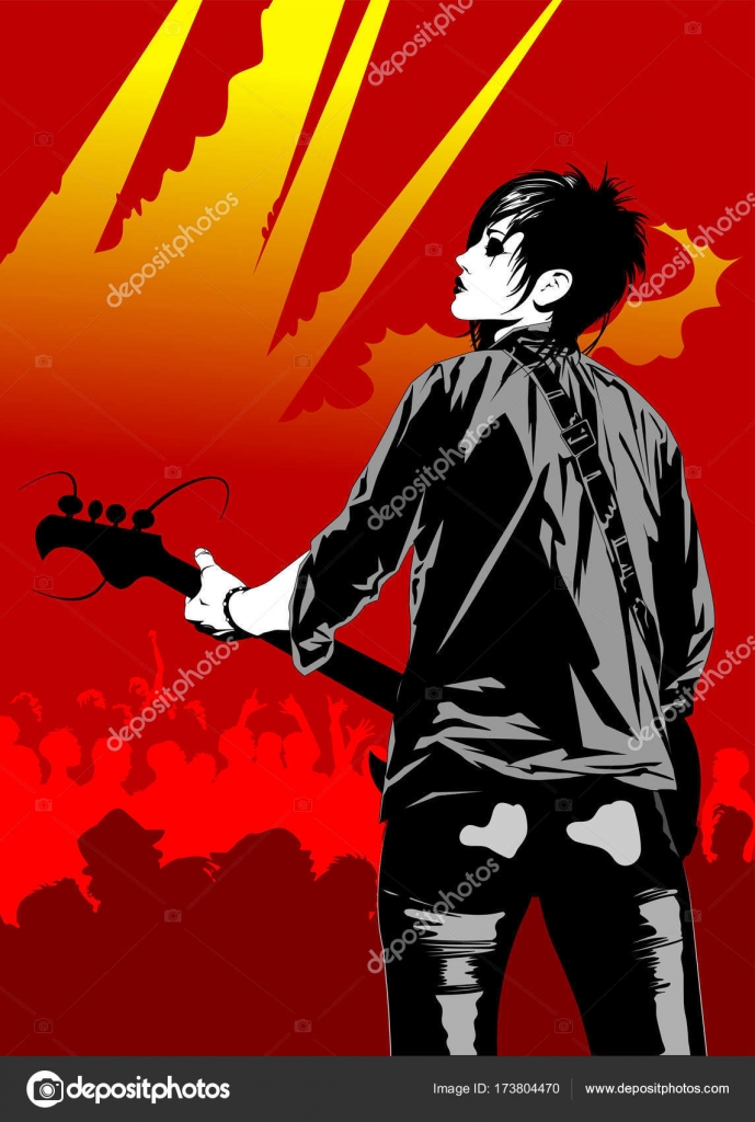 Rock musician with a guitar Stock Vector by ©sababa66 173804470