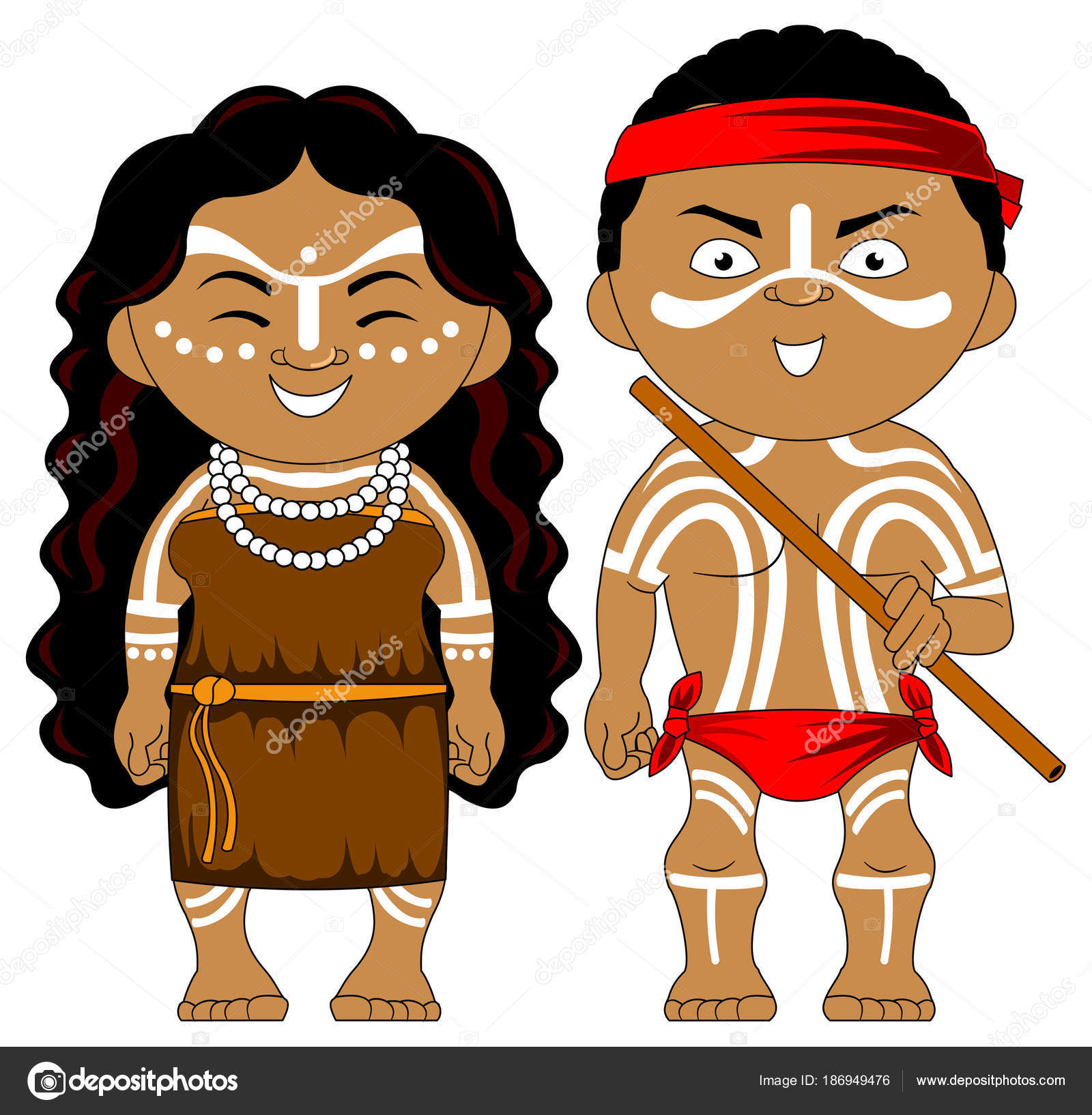 オーストラリア アボリジニ ベクトル イラストの伝統的な衣装のカップル ストックベクター ©sababa66 186949476