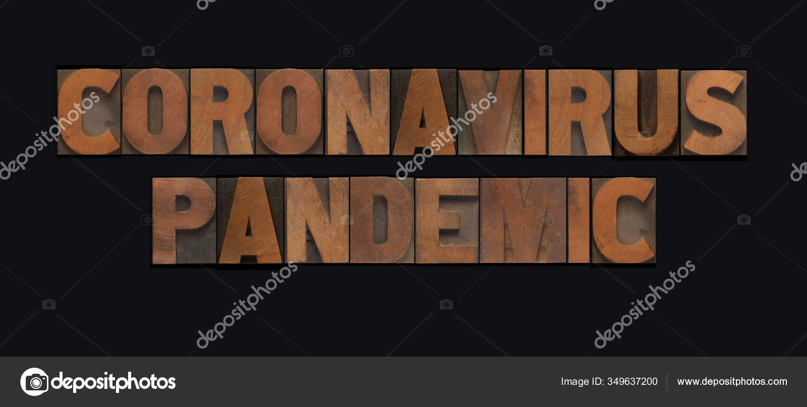 Words Coronavirus Pandemic Letterpress Wood Letters Stock Photo by ...