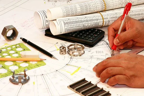 Drafting Design Engineering Plans Calculator — Stock Photo © fiftycents ...