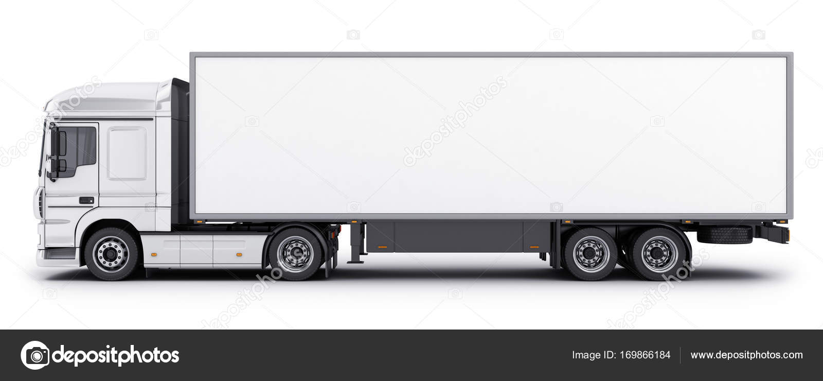 Big truck and white trailer Stock Photo by ©Vladru 169866184