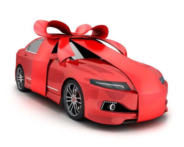 Car gift and red ribbon on isolated background — Stock Photo © Vladru ...