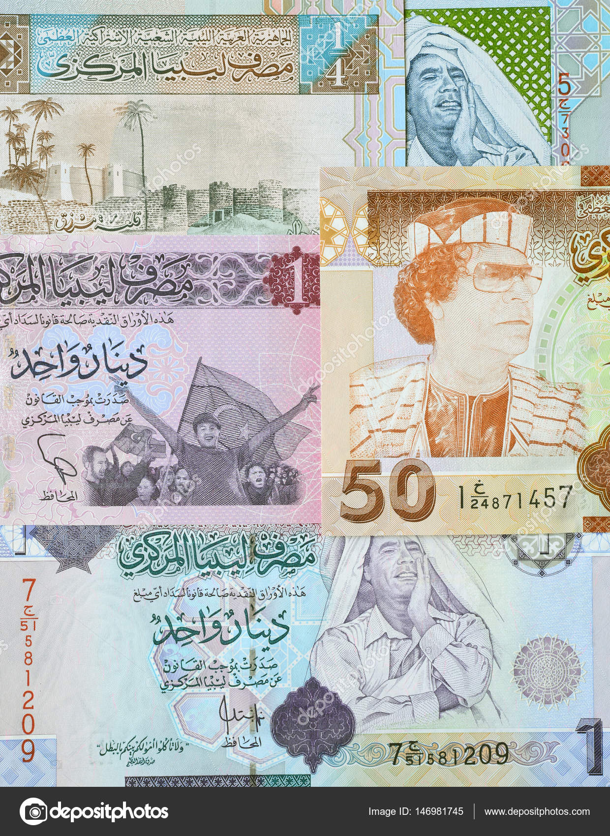 Muammar Gaddafi on Libya banknote Stock Photo by ©ivantcovlad 146981745