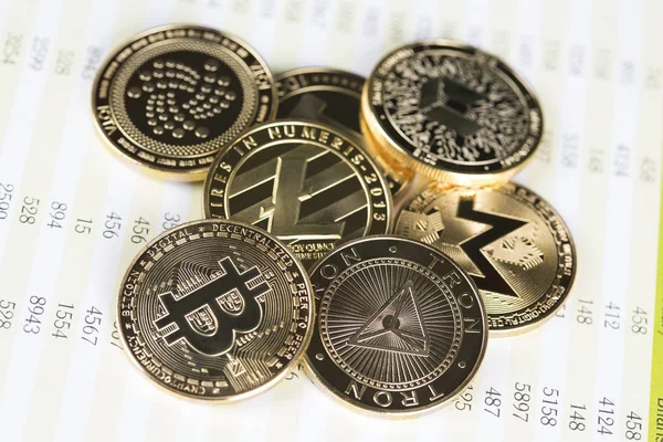 Litecoin Etherium Bitcoin Virtuell Valuta Bakgrund — redaktionellt ...