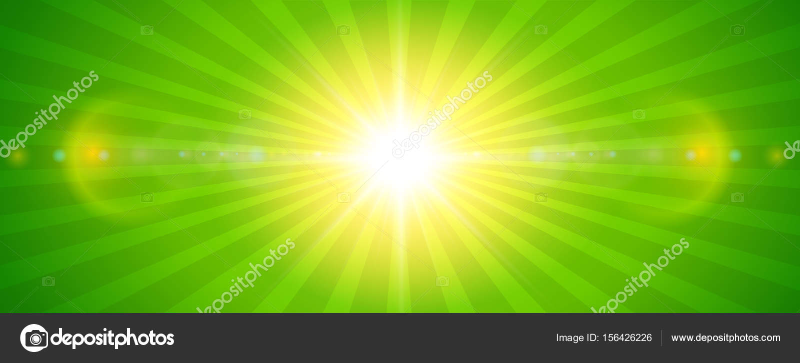 Sunny background, green sun with lens flare Stock Vector Image by ...