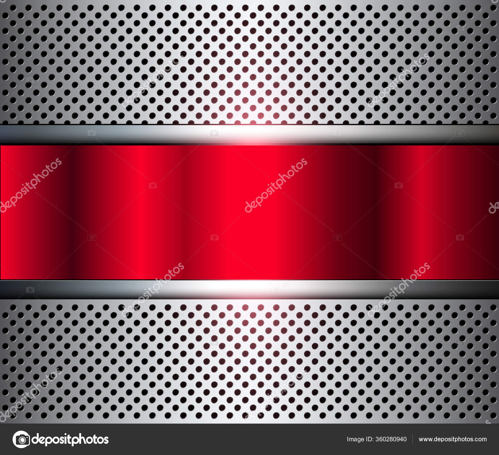 Metallic Background Perforated Holes Pattern Silver Red Vector ...