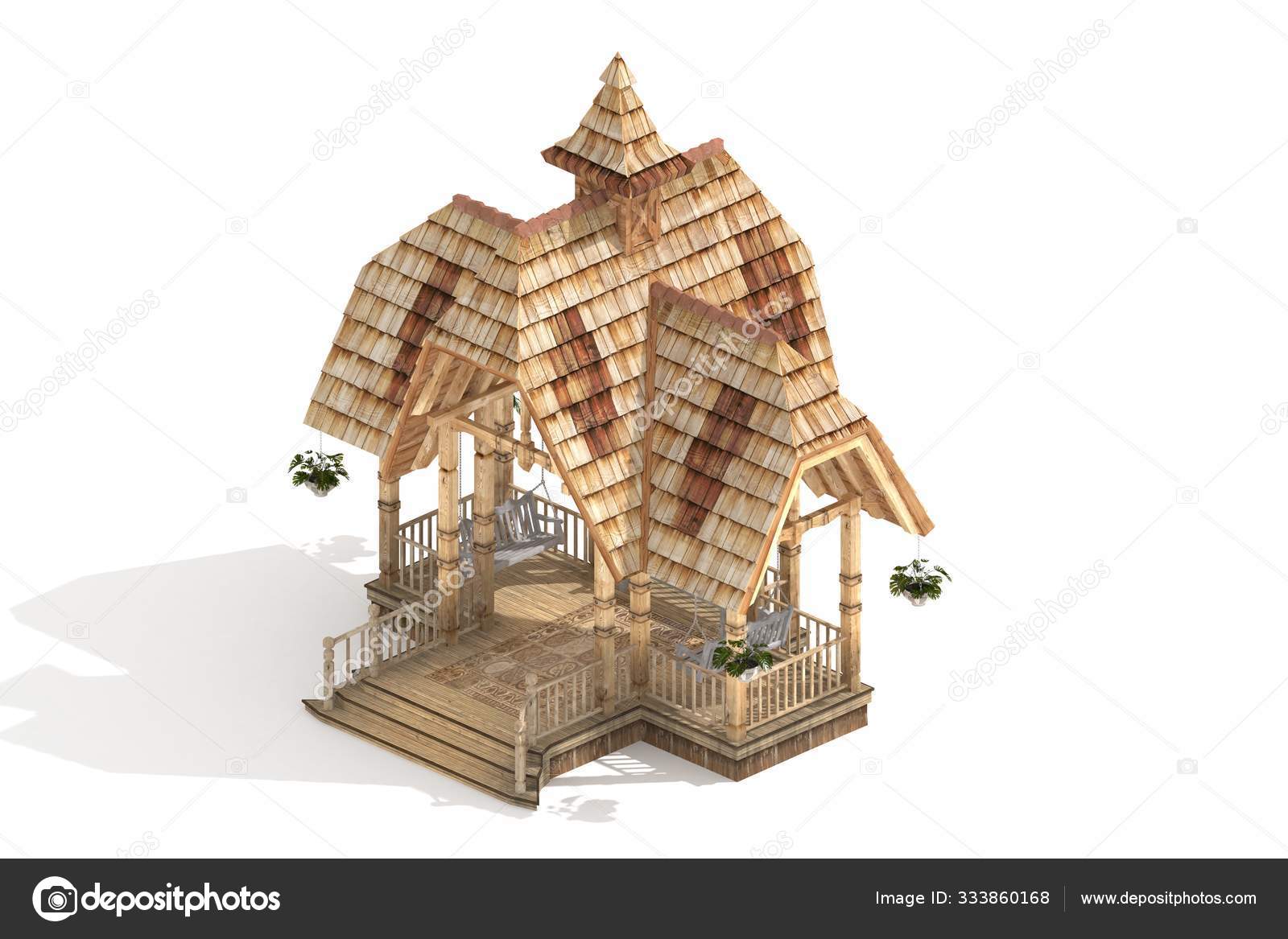Gazebo Model Render White Background Isometric View Stock Photo by ...