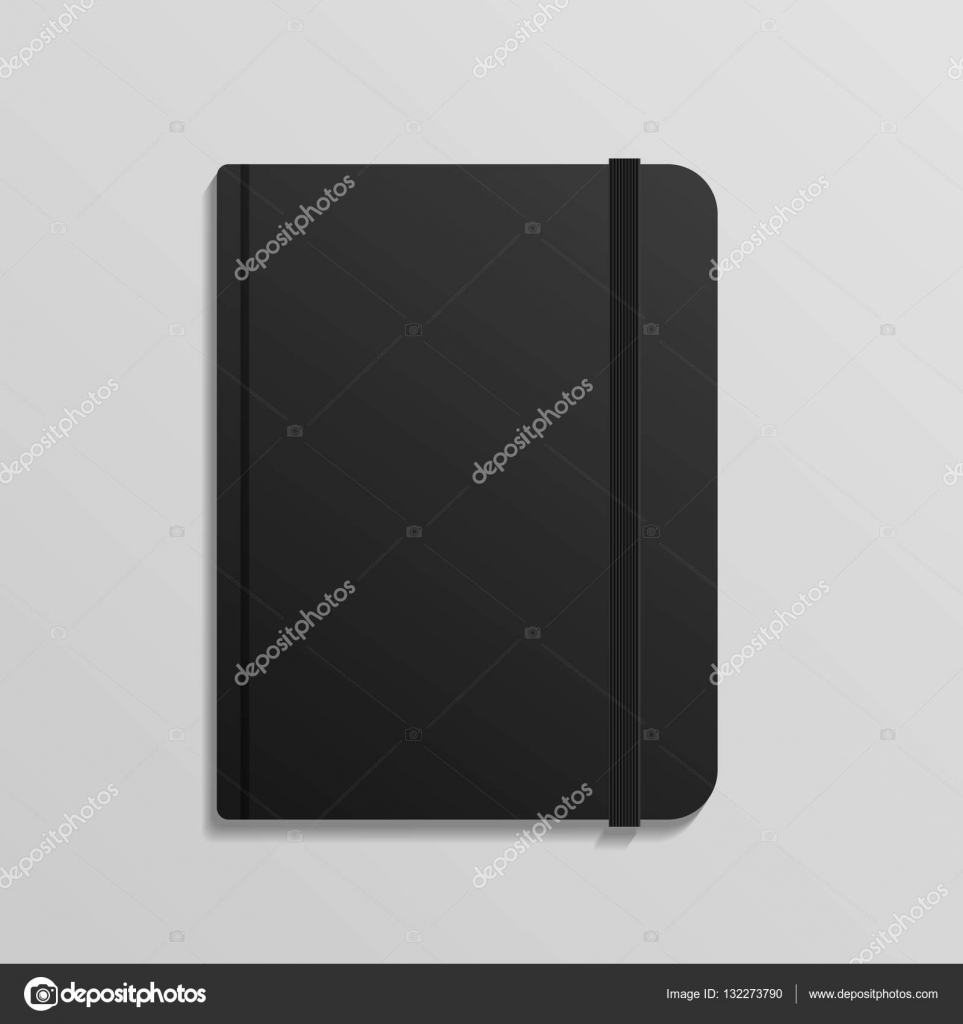 Realistic Black Diary Notebook with Elastic Band mockup eps 10 v Stock ...