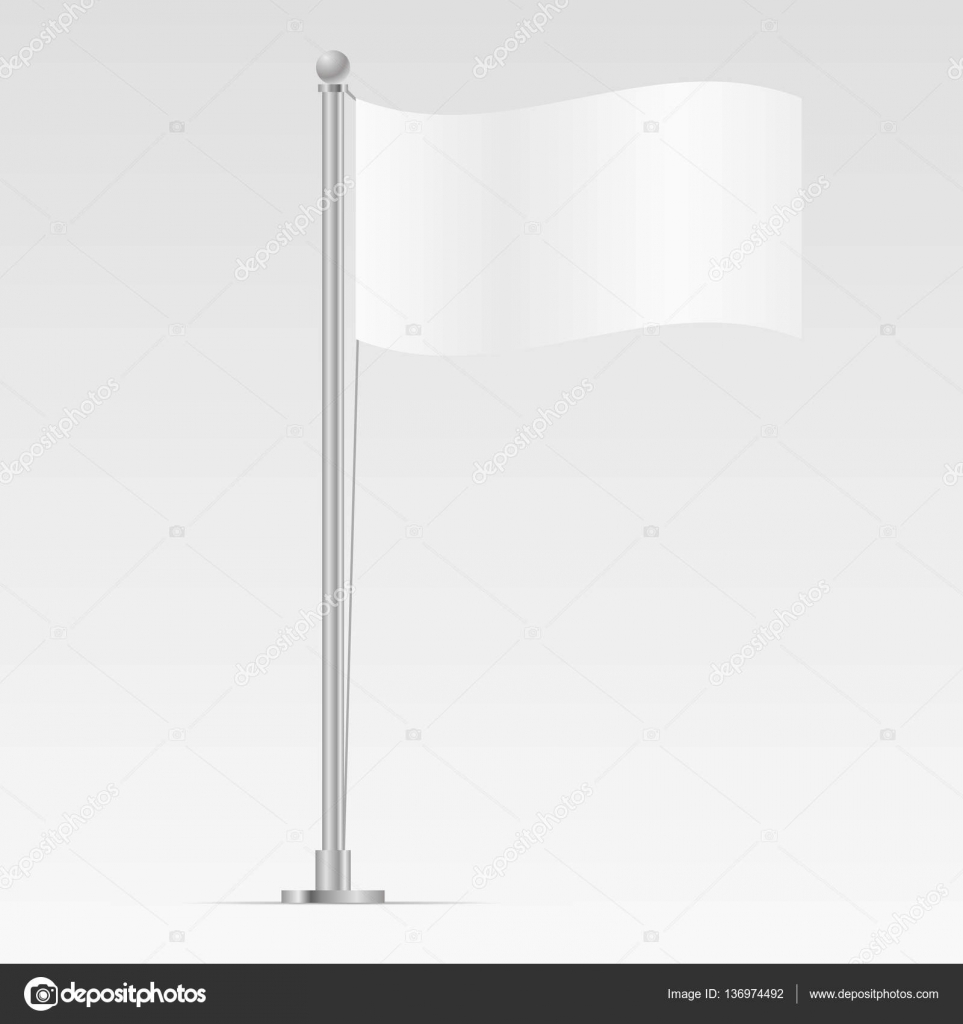 White flag template isolated on background mockup vector illustr Stock ...