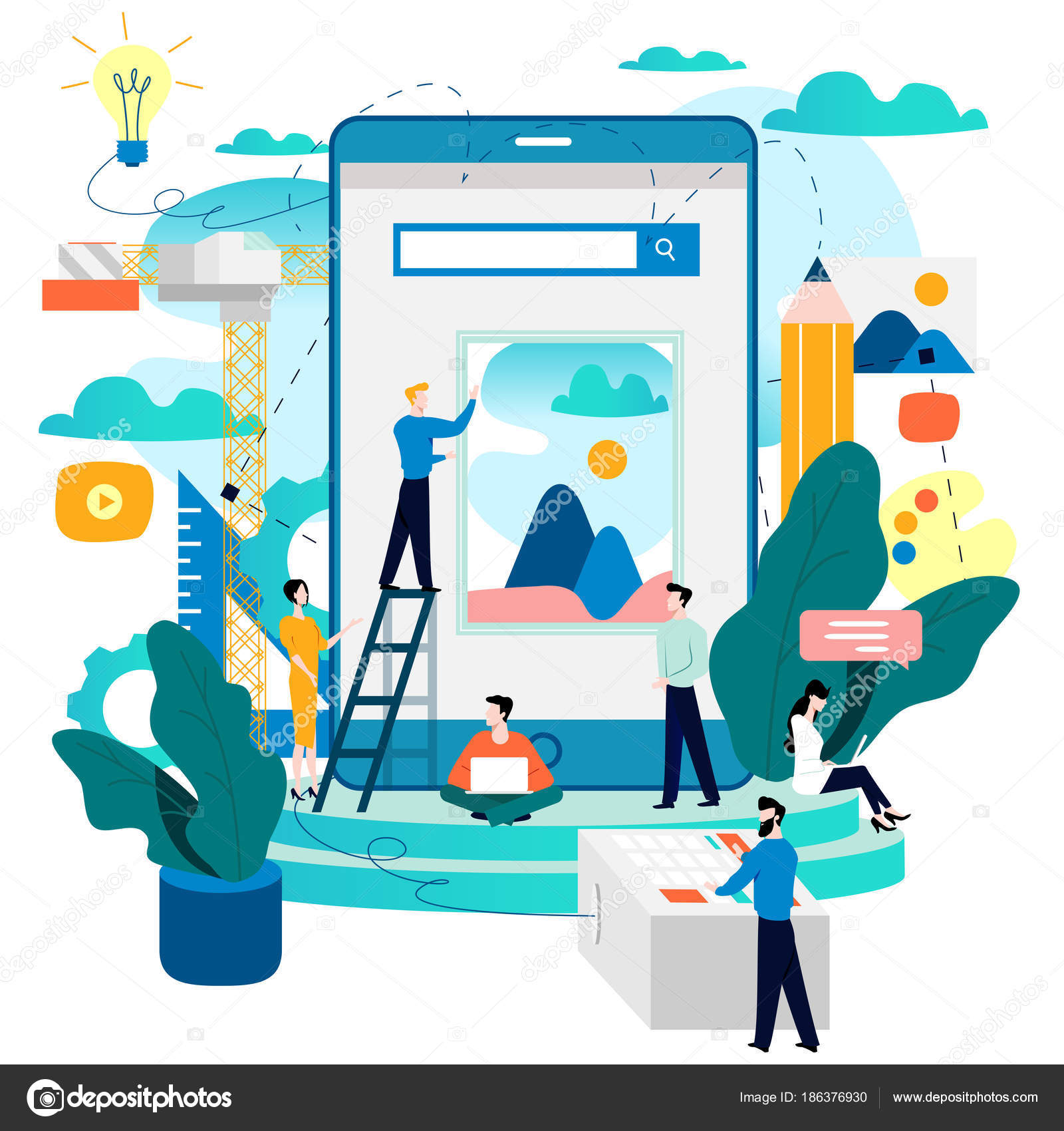 Mobile Application Development Process Flat Vector Illustration ...