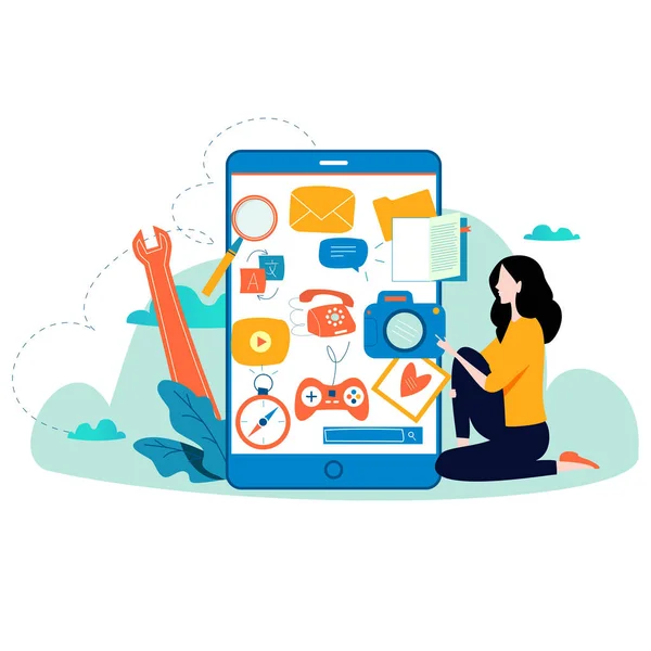 Mobile Application Development Process Flat Vector Illustration Software Api Prototyping Stock ...