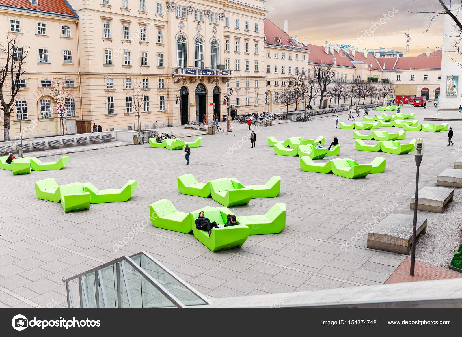 24 MARCH 2017, VIENNA, AUSTRIA: The square of the museum quartier in ...