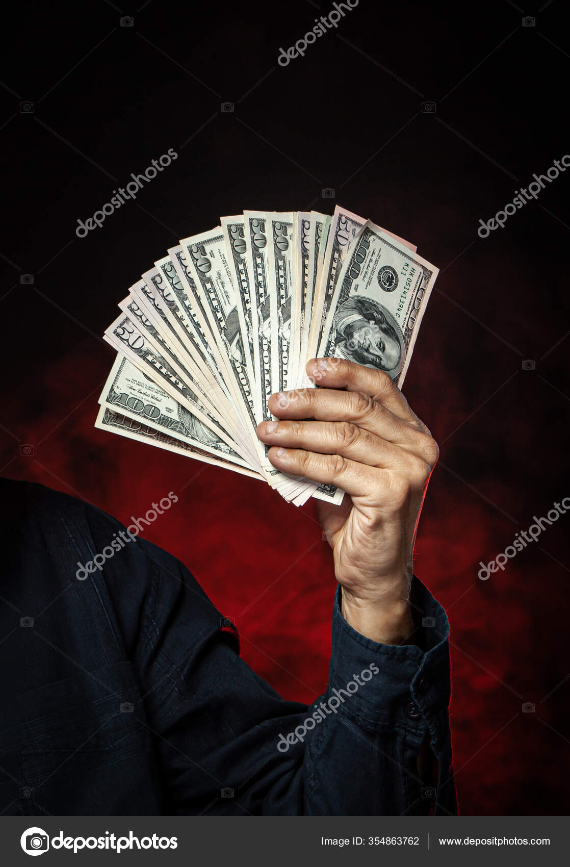 Men Hand Fan Dollar Bills Dark Background Stock Photo by ©palinchak ...