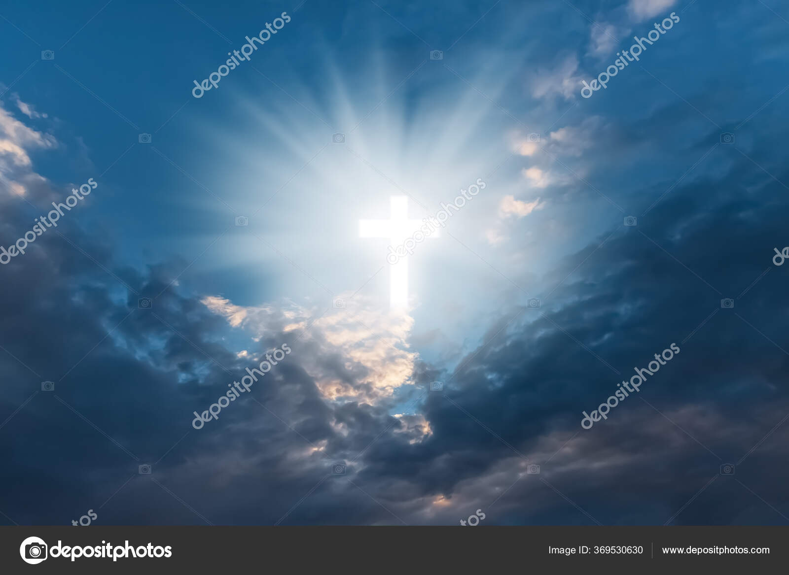 Religious Background Holy Cross Glowing Christian Cross Sky Some Clouds — Stock Photo ...