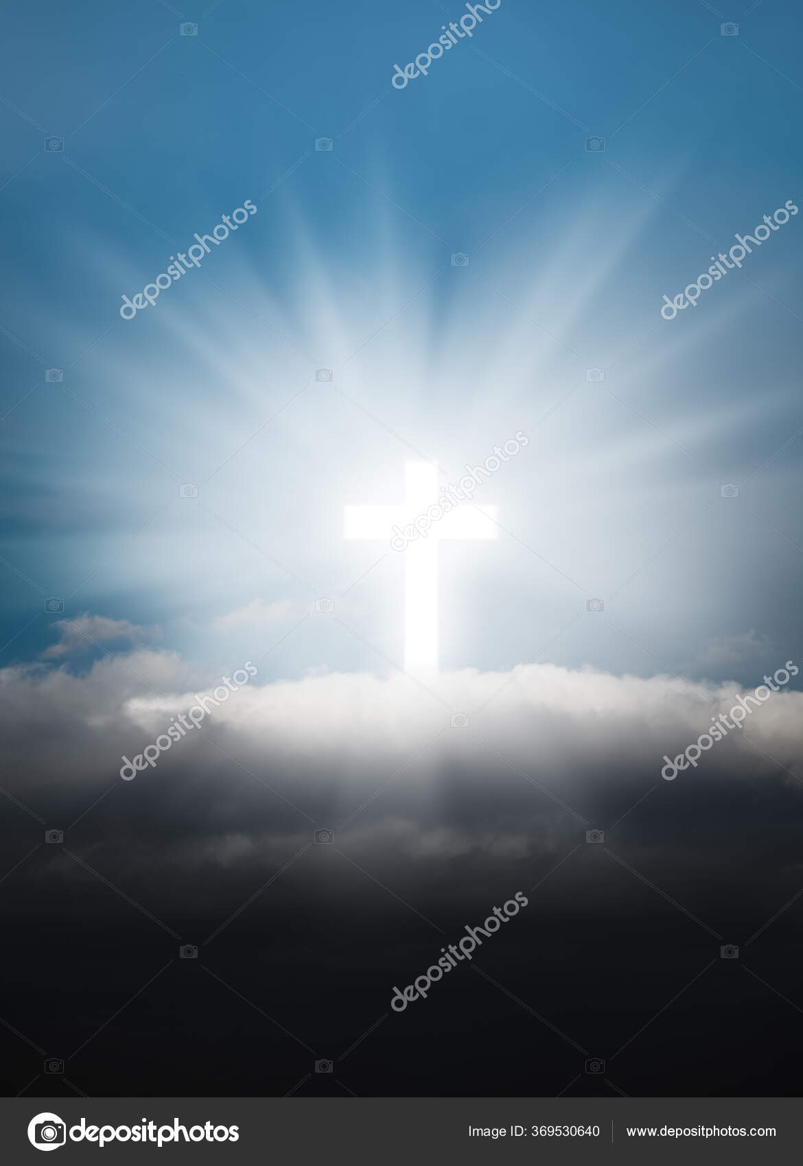 Religious Background Holy Cross Glowing Christian Cross Sky Some Clouds — Stock Photo ...