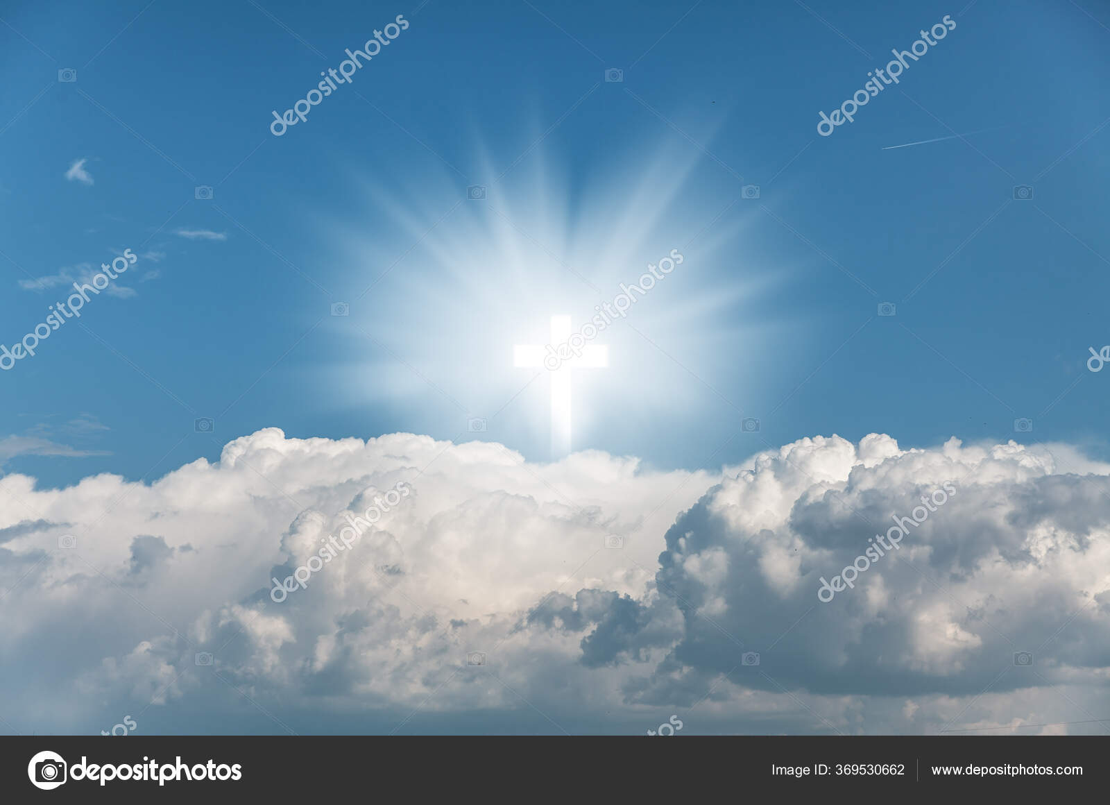 Religious Background Holy Cross Glowing Christian Cross Sky Some Clouds ...