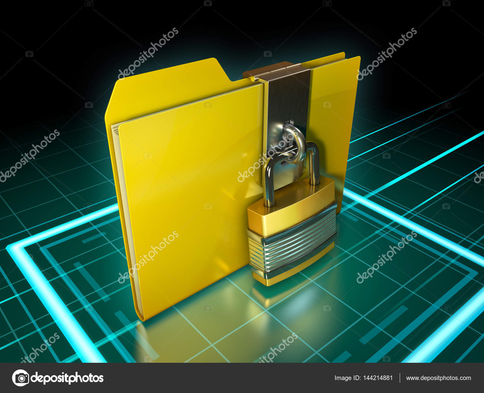 Data folder protected by a padlock — Stock Photo © Andreus #144214881