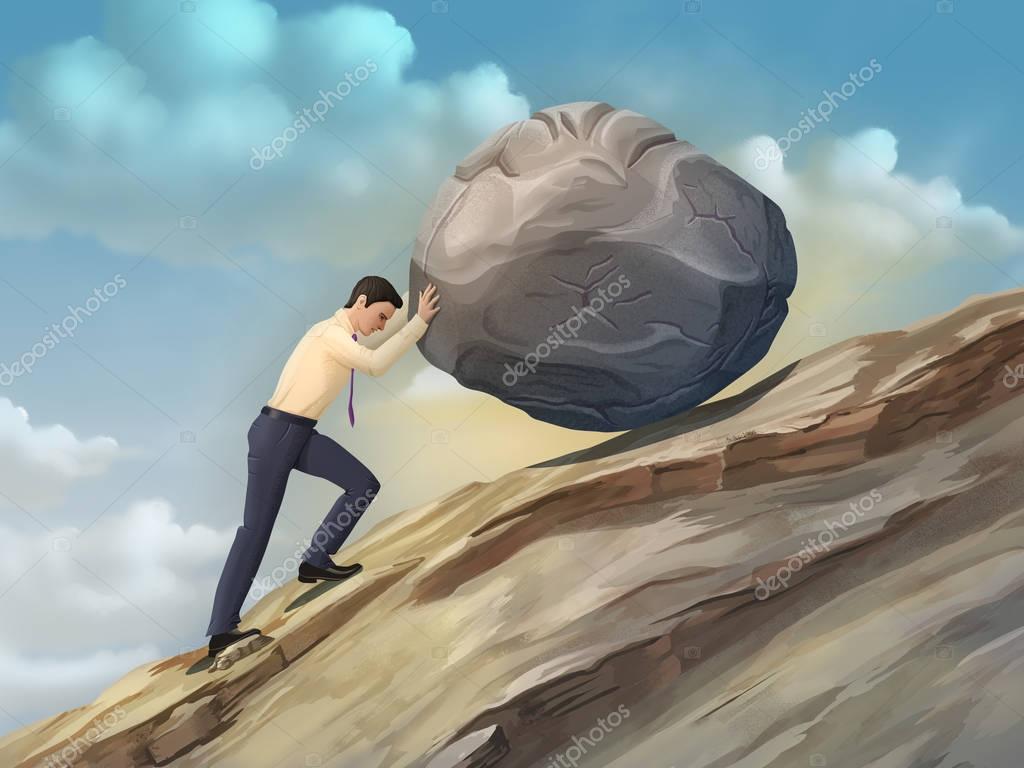 Empresario empujando una roca 2024