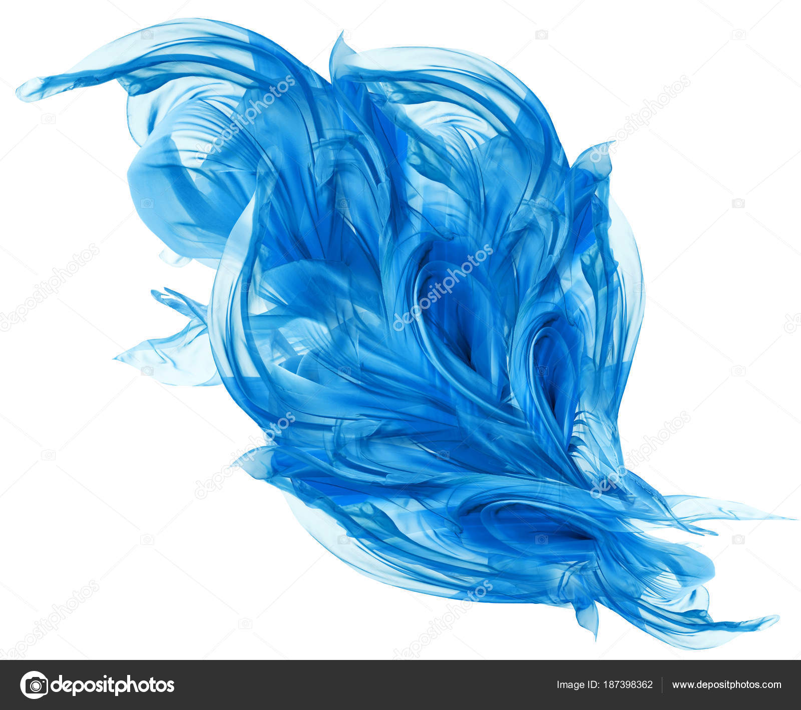 Flying Blue Fabric, Waving Flowing Silk Cloth, Fluttering Abstract ...