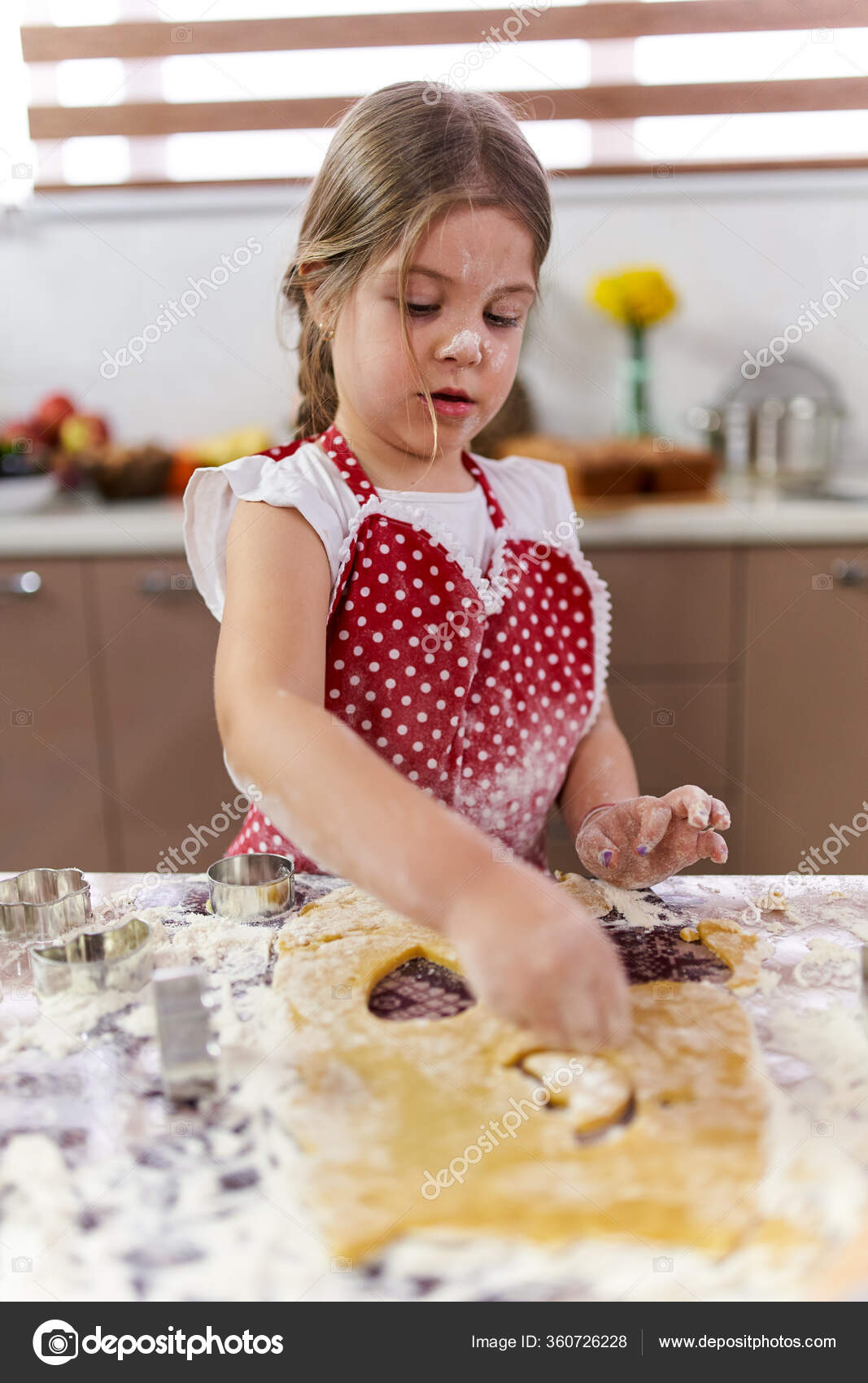 Young Girl Making Gingerbread Cookies Home Stock Photo by ©Xalanx 360726228