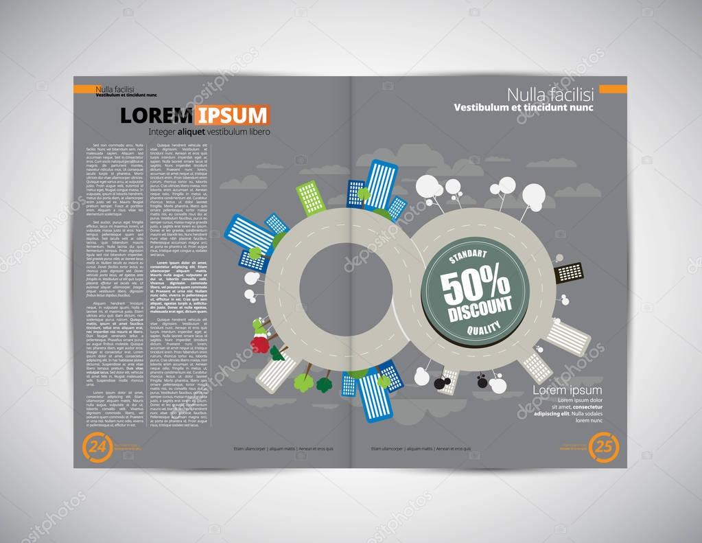 Layout magazine with city illustration Stock Vector Image by ©zeber2010 ...