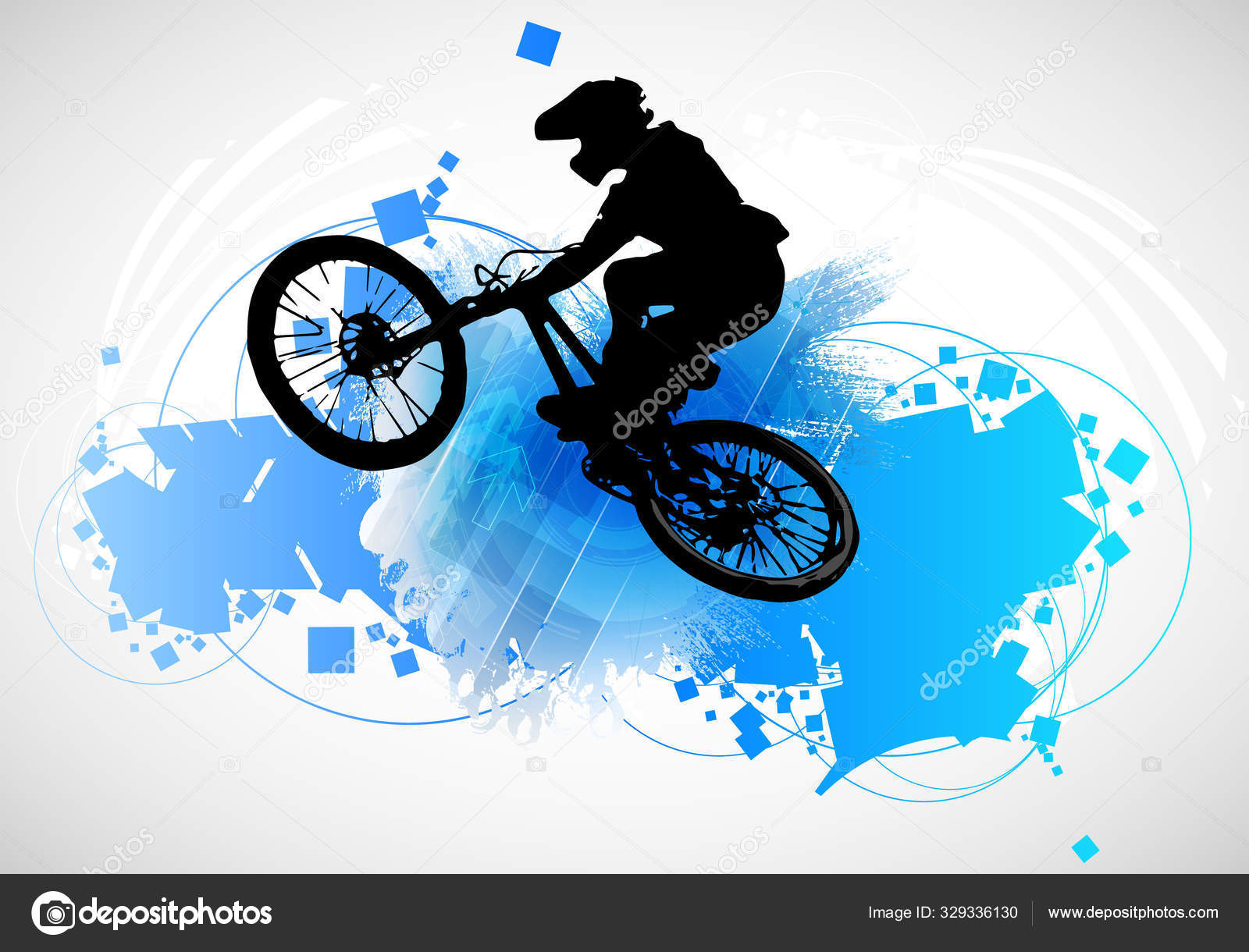 Active Man Bmx Rider Abstract Sport Landscape Background Vector Stock ...