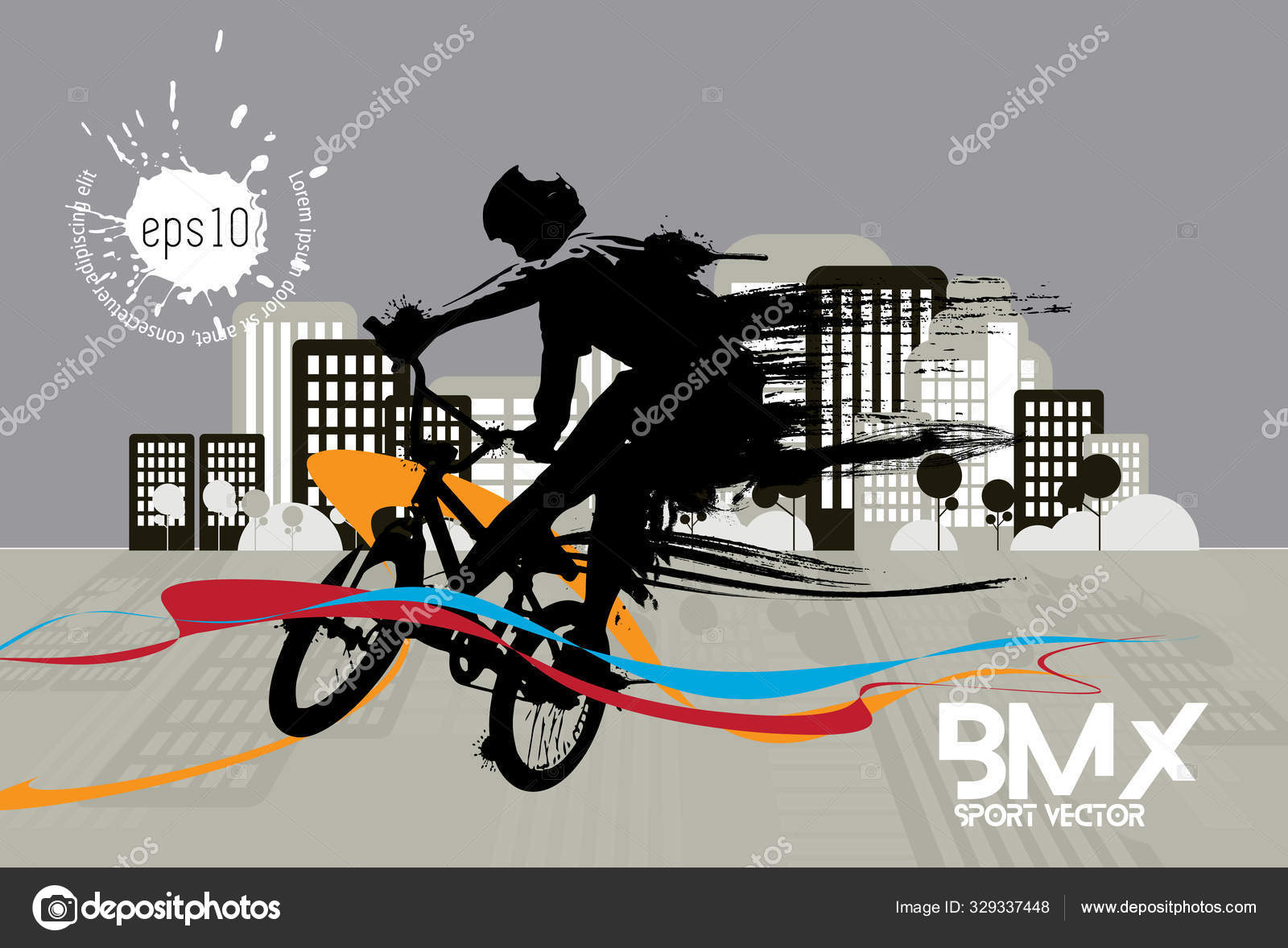 Active Man Bmx Rider Abstract Sport Landscape Background Vector Stock ...