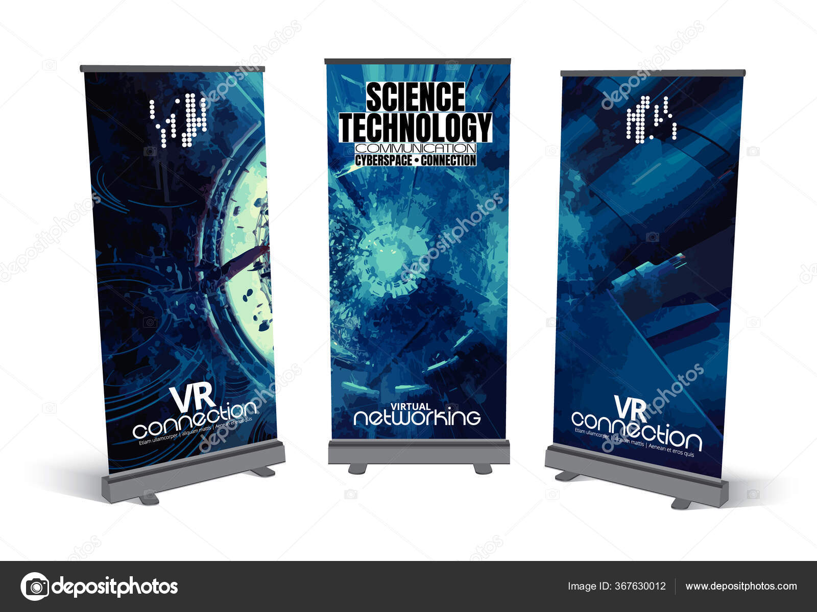 Roll Banner Design Abstract Technology Concept Rendering Background ...