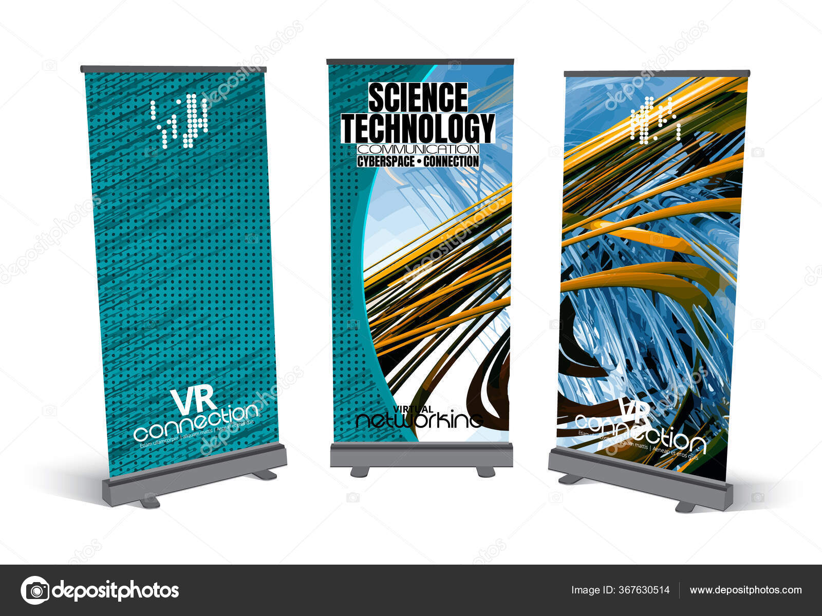 Roll Banner Design Abstract Technology Concept Rendering Background ...