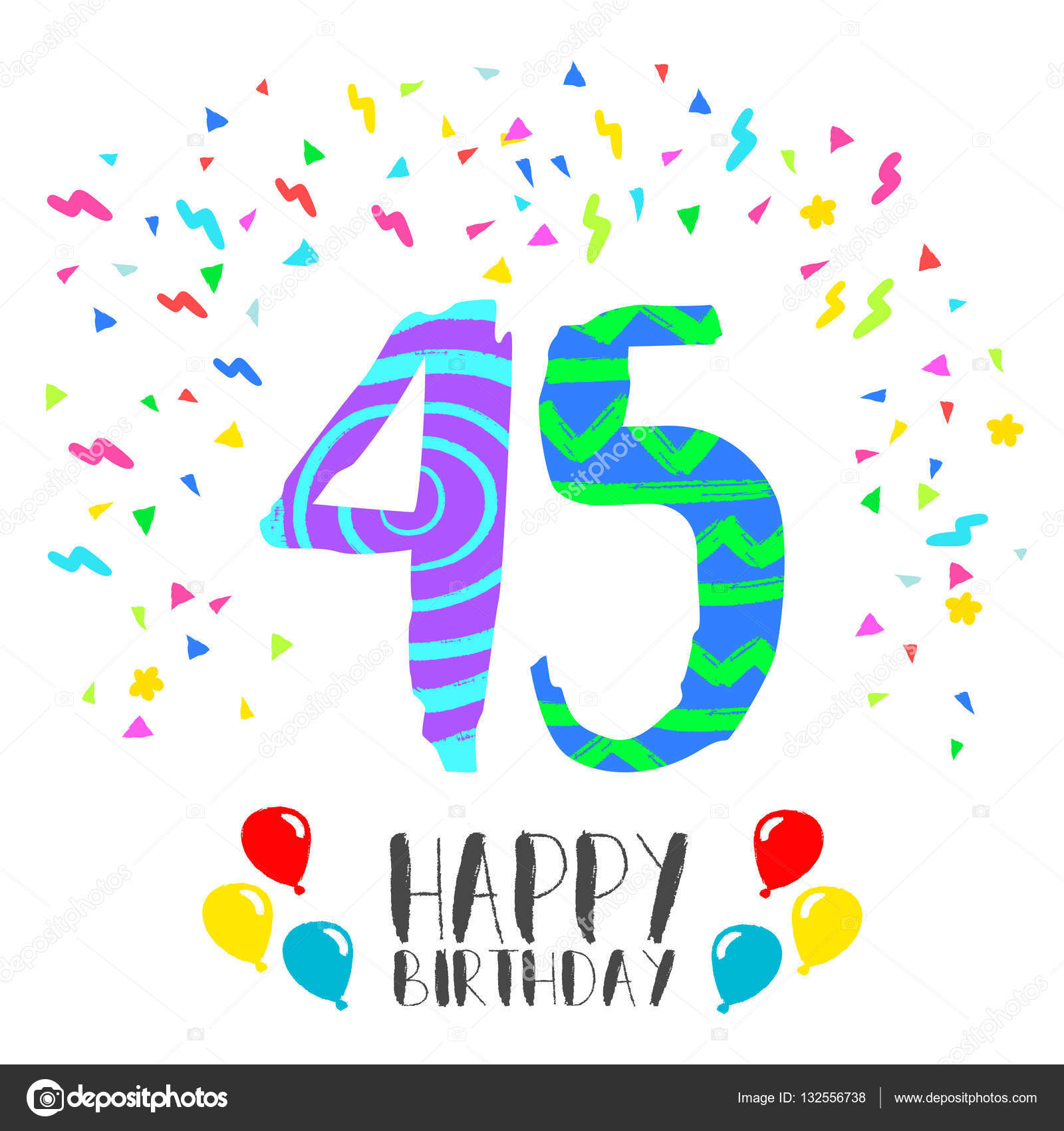 Happy Birthday voor 45 jaar partij uitnodigingskaart — Stockvector ...