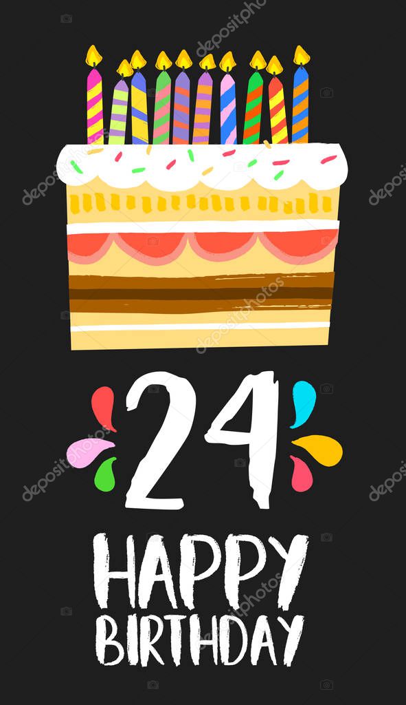 Tarjeta de cumpleaños feliz 24 veinticuatro años pastel 2022