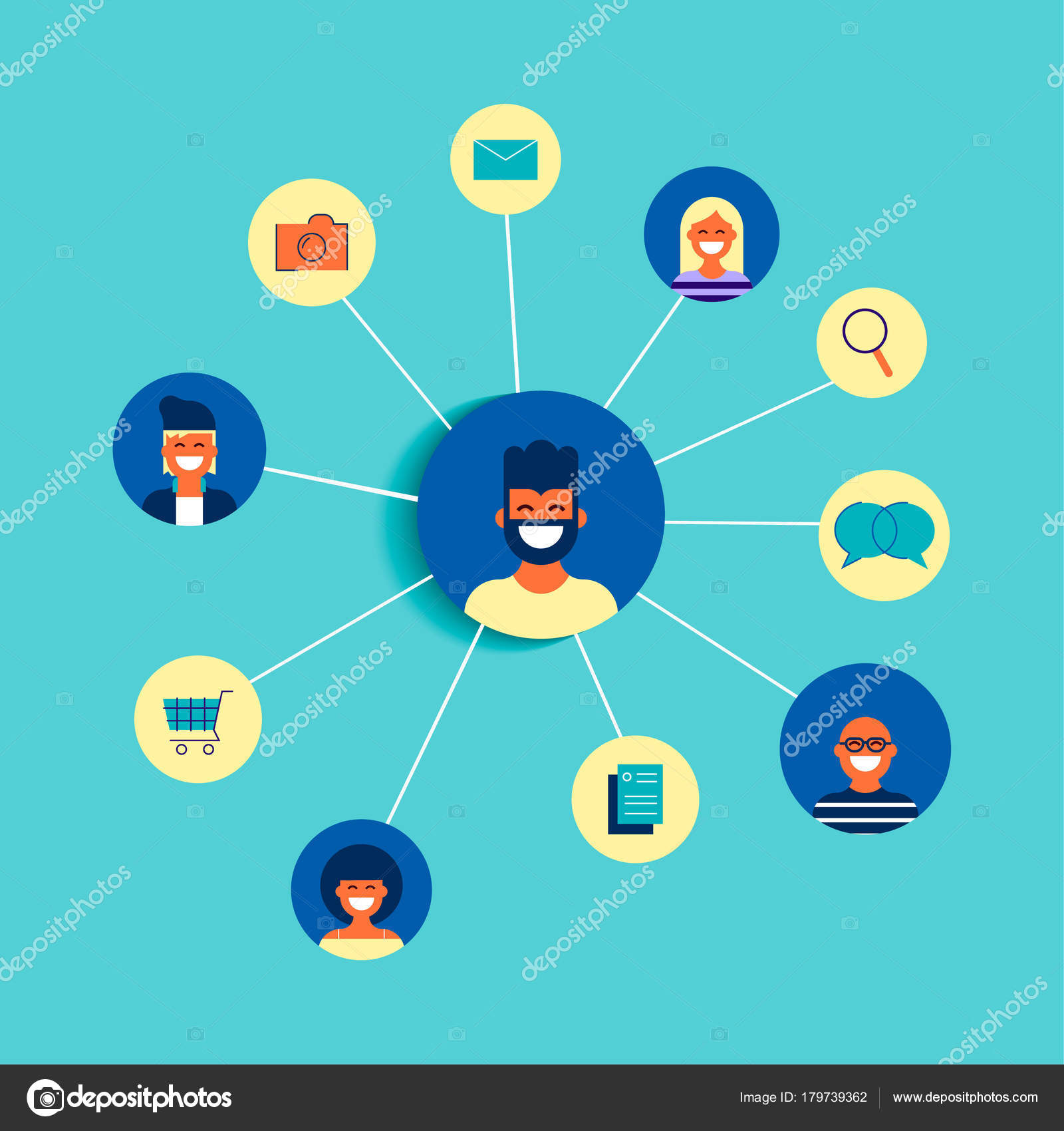 Social Network Connection Concept Illustration Team Diverse People ...