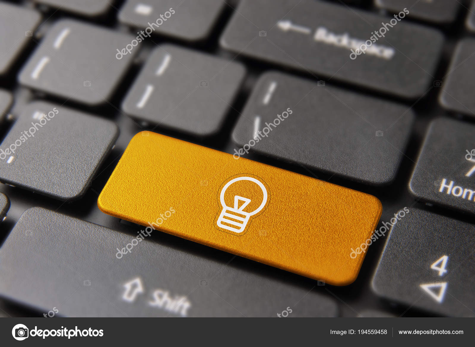 Business idea light bulb key on computer keyboard Stock Photo by ...
