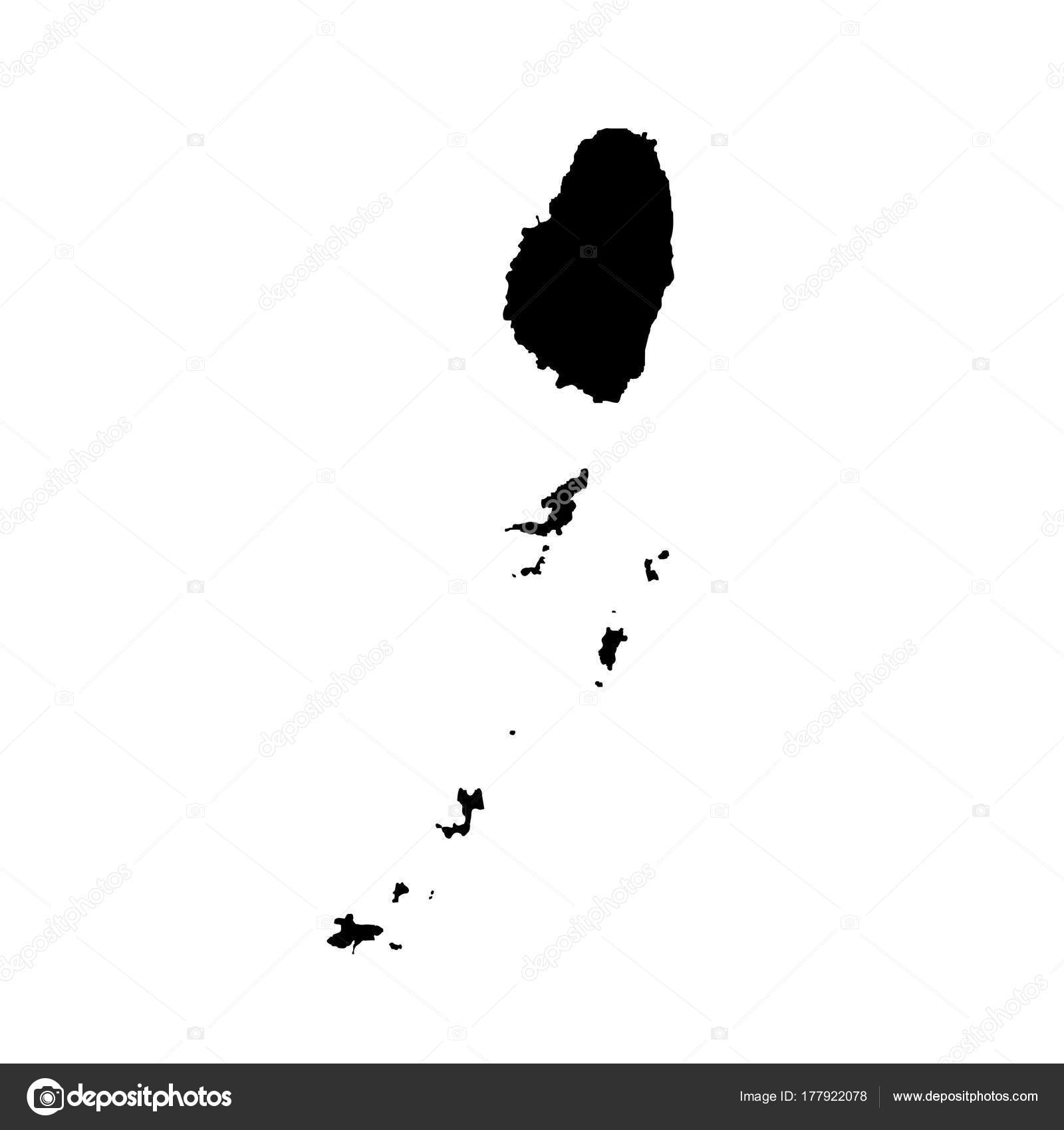 Vector Map Saint Vincent Grenadines Isolated Vector Illustration Black ...