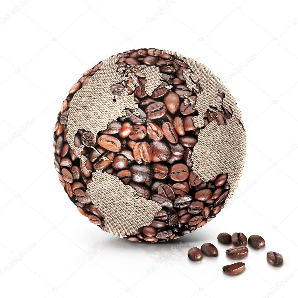 café mundo ilustración 3D mapa de América del Norte y del Sur 2023