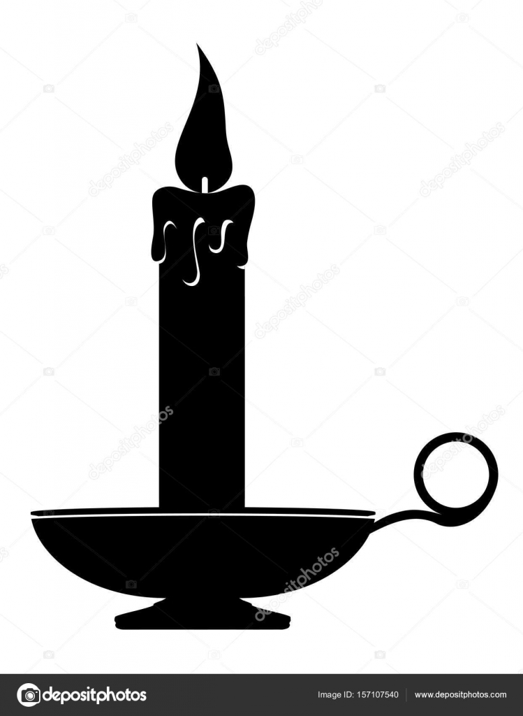 Candle with candlestick old retro vintage icon stock vector illu Stock ...