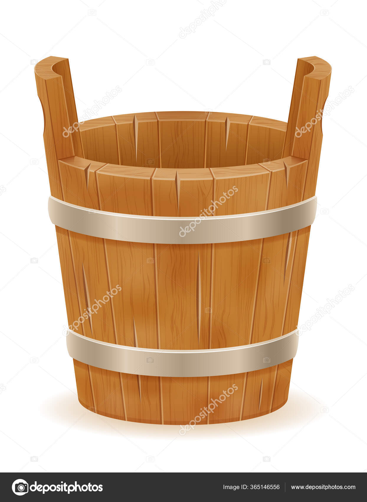 Wooden Bucket Wood Texture Old Retro Vintage Vector Illustration ...