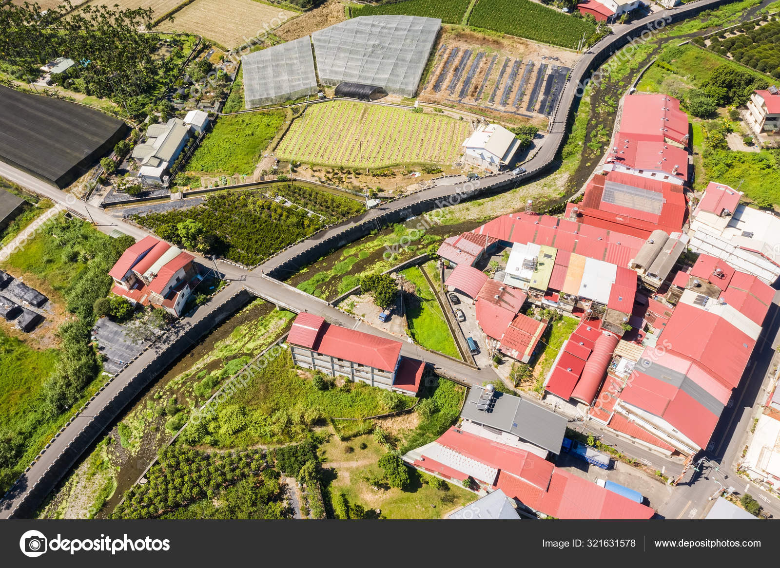 Aerial view of Puli town with buildings and farms – Stock Editorial ...