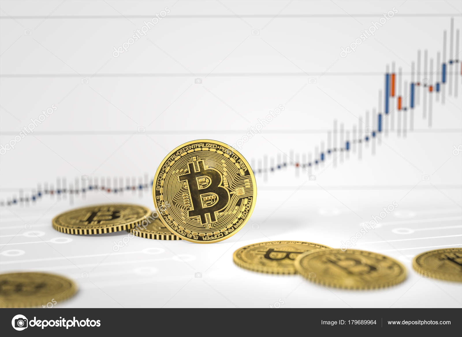 Bitcoins on chart background – Stock Editorial Photo © magann #179689964